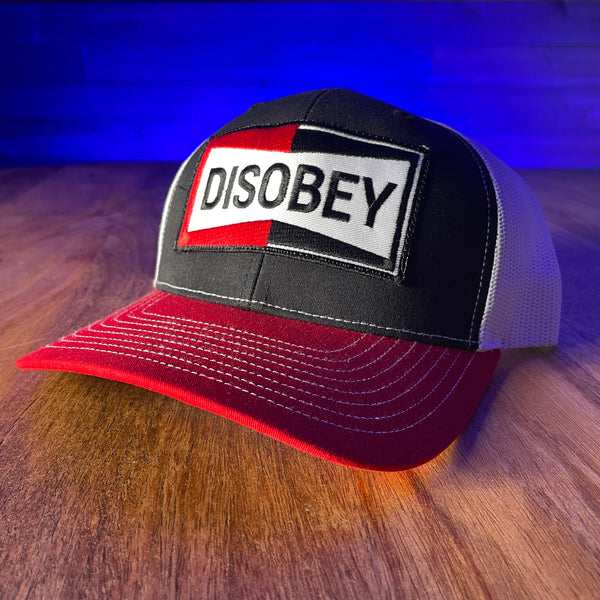 Disobey Trucker Hat - Black & Red | Ungovernable Snapback Cap - TriStar ...